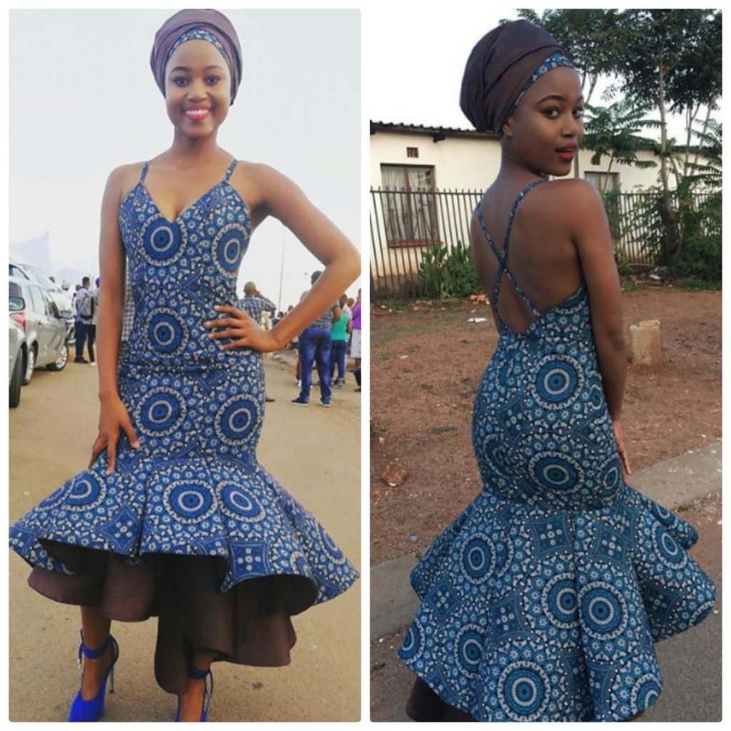 Spaghetti Strap Open Back Shweshwe Dress With Headwrap? – Clipkulture