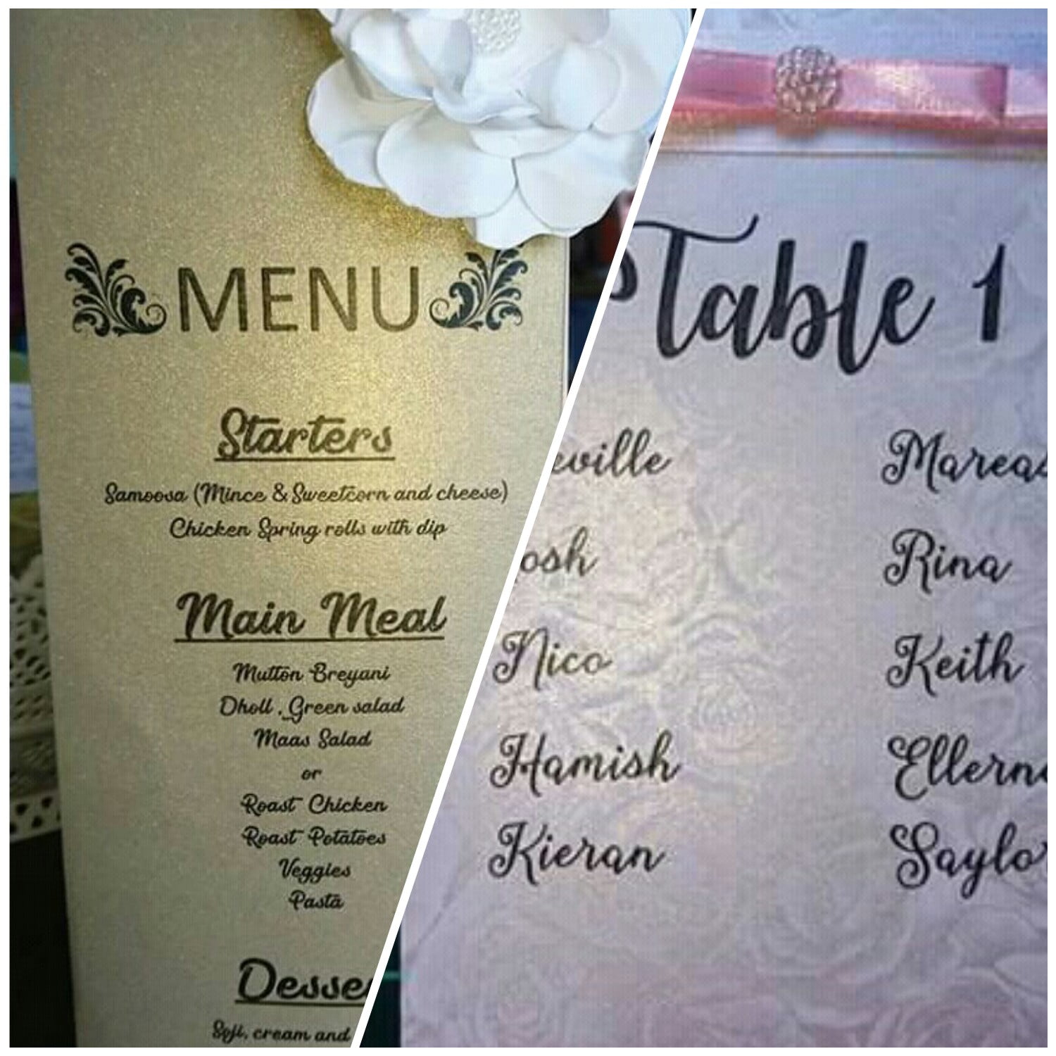 Clipkulture | Wedding Menu and Table Numbers