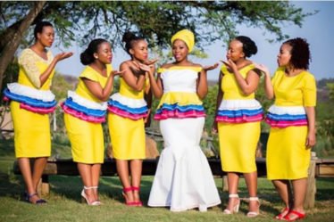 Bride and Her Maids In Sepedi Traditional Wedding Attire – Clipkulture