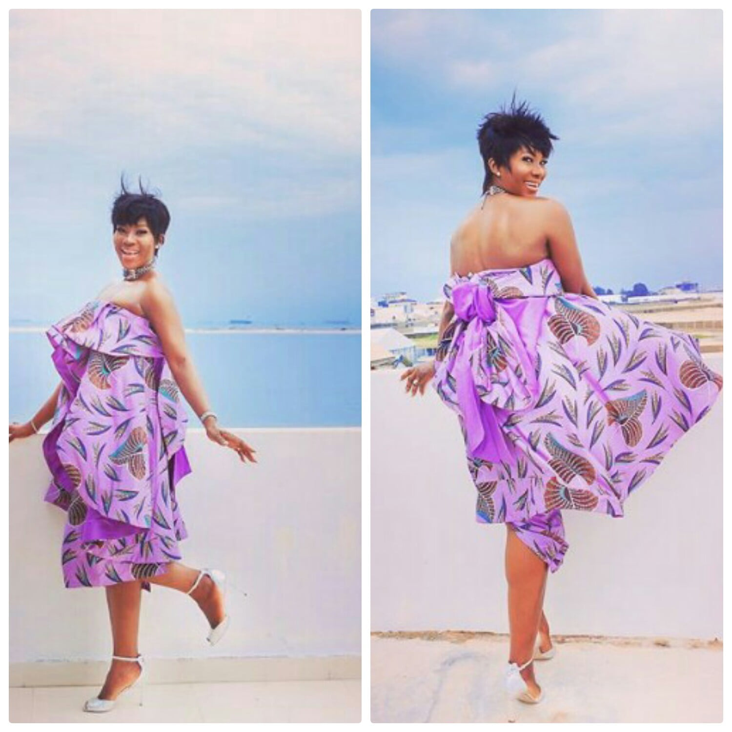 Clipkulture | Stephanie Okereke Linus in Lilac African Print Armless Dress