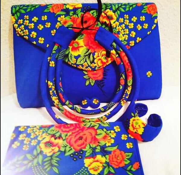 Clipkulture | Blue Tsonga Print Bag, Choker, Earrings, Bangles