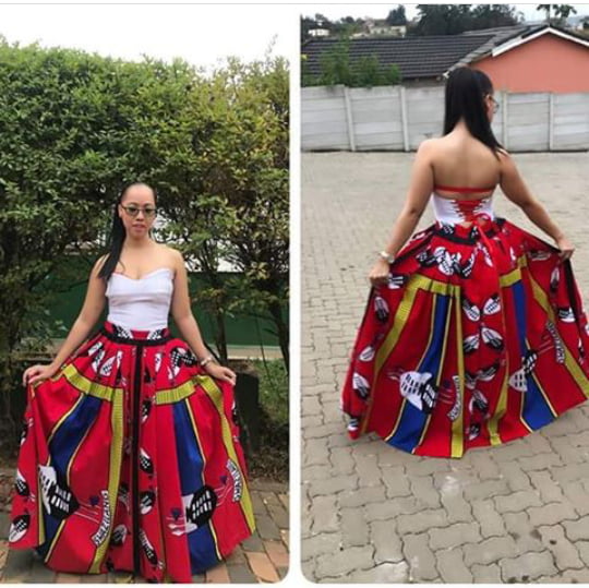 Clipkulture | Swati Lady In White Bustier Top With Red Emahiya Flair Skirt