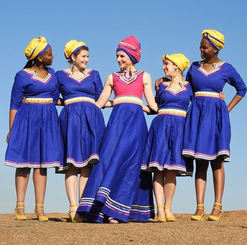 Clipkulture | German Bride & Maidens In Sepedi Wedding Attire With Doek