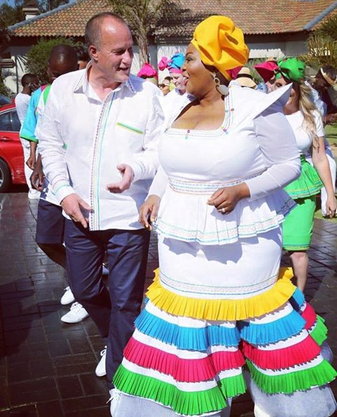 Bride In Sepedi Inspired Traditional Wedding Outfit With Yellow Doek ...