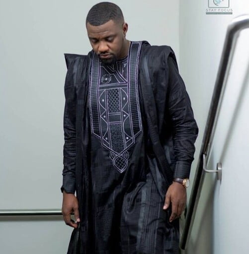Clipkulture | John Dumelo in Black Brocade Agbada