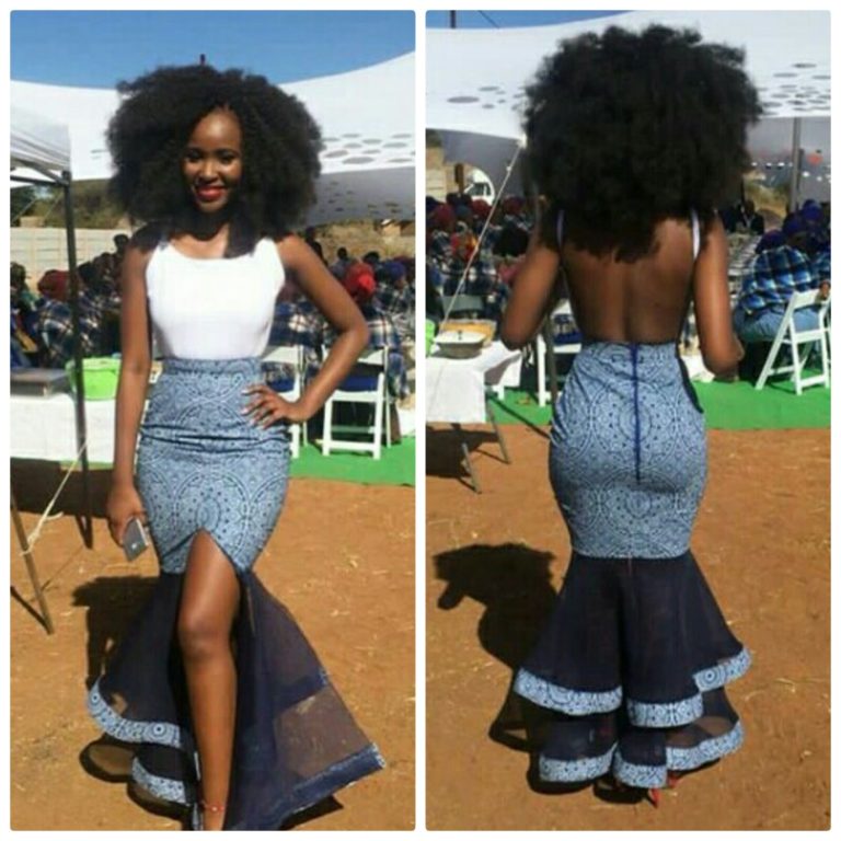 Sleeveless Mermaid Styled Shweshwe Dress With Mesh Back – Clipkulture