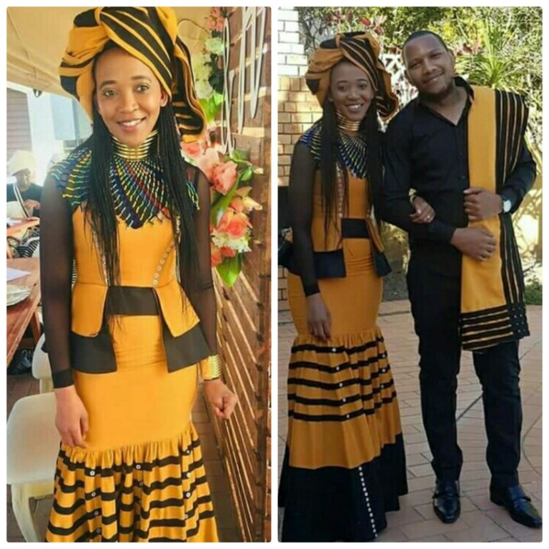 Couple In Blue Sepedi Traditional Wedding Attire – Clipkulture