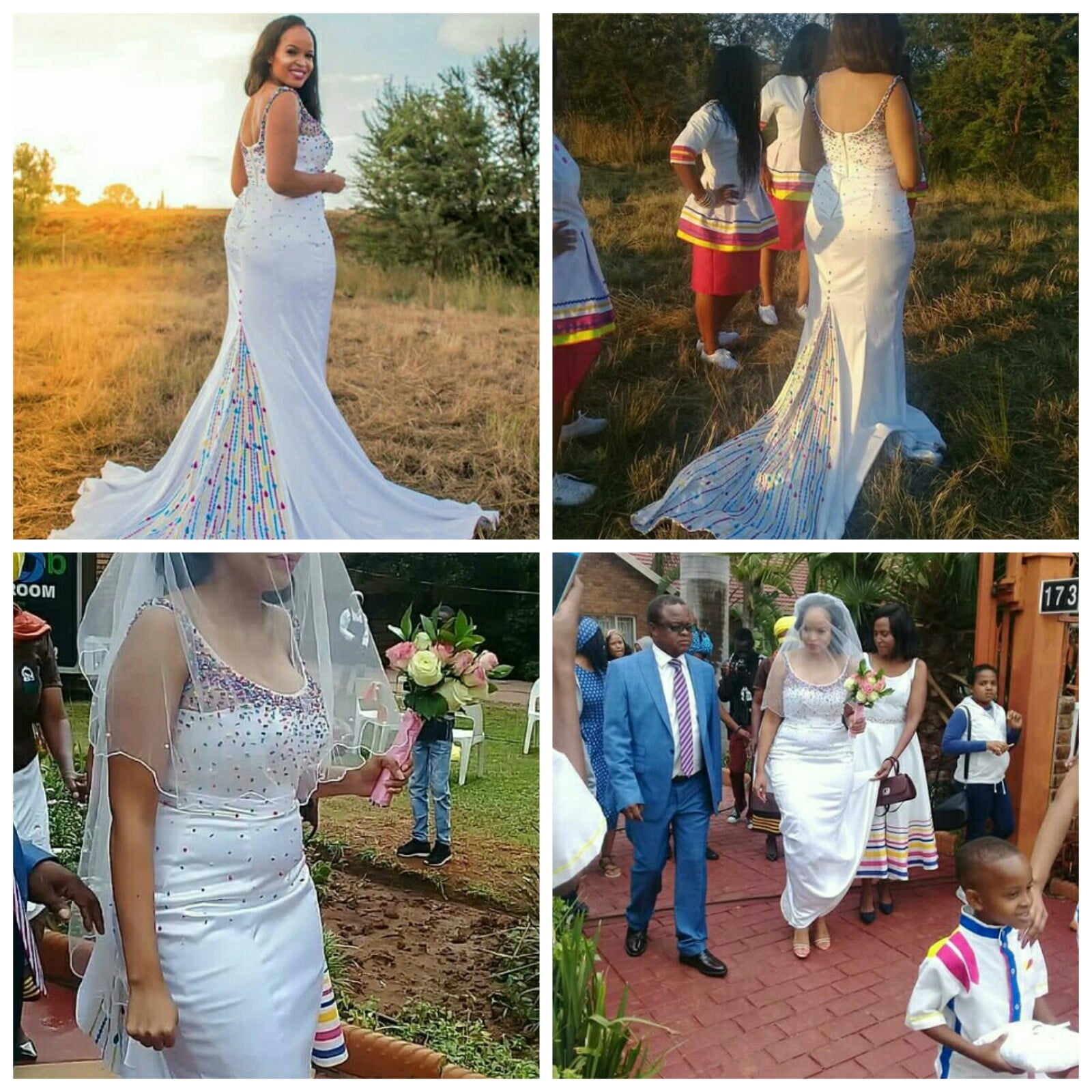 Clipkulture | Bride In White Sleeveless and Beaded Sepedi Inspired Wedding Dress