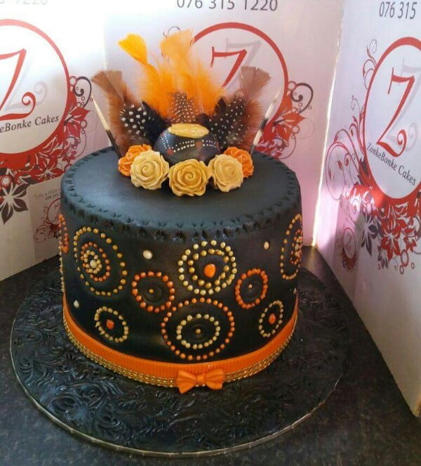Clipkulture | Dark Brown and Orange Umembeso Cake