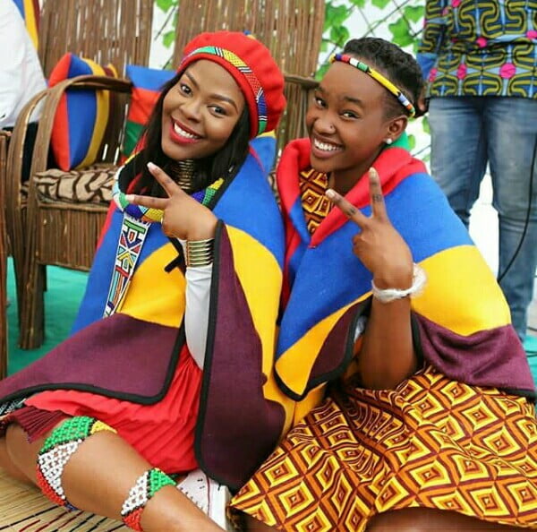 Bride and Bridesmaid In Ndebele Wedding Poncho and Accessories ...