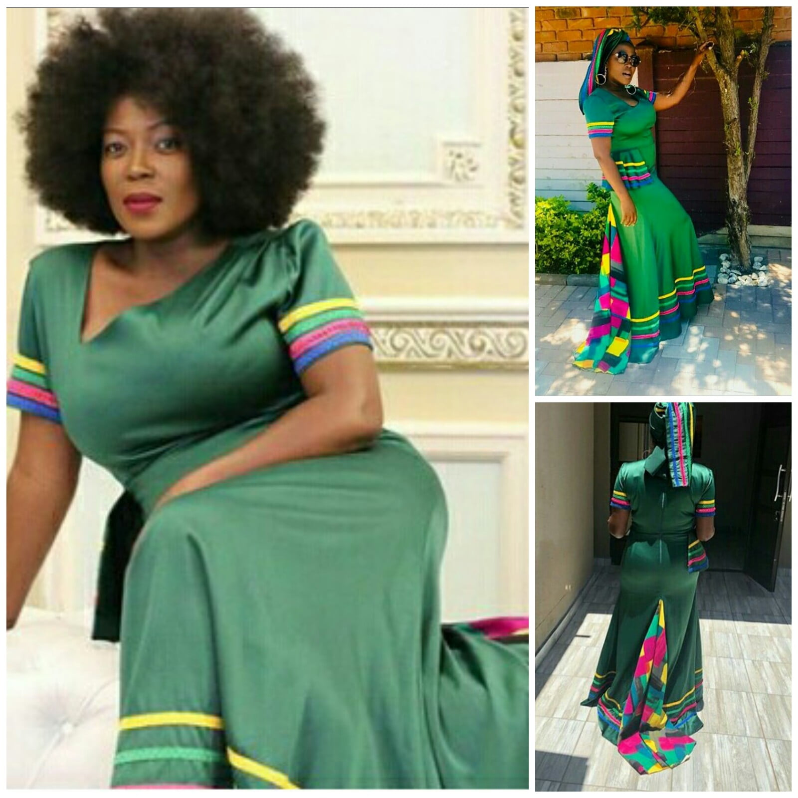 Clipkulture | Rami Chuene In Green Sepedi Dress With Train