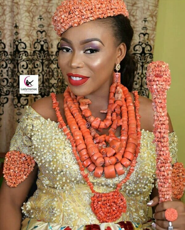 Clipkulture | Ikwerre Bride In Gold Off Shoulder Beaded Blouse With ...