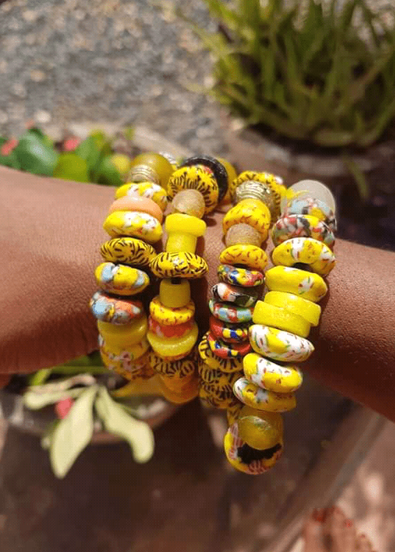 Clipkulture | Yellow Krobo Beads Bangles