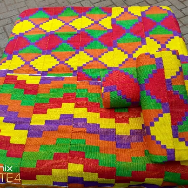 Clipkulture | Red, Yellow and Purple Square Pattern Kente