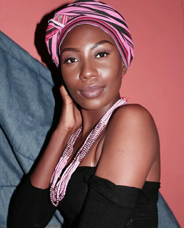 Clipkulture | Oshiwambo Print Doek and Beads With Black Off Shoulder Dress