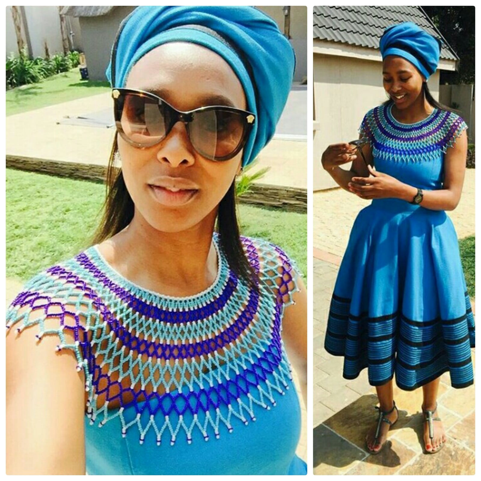 Clipkulture | Siwe In Blue Strapless Modern Umbhaco Dress, Headwrap and ...