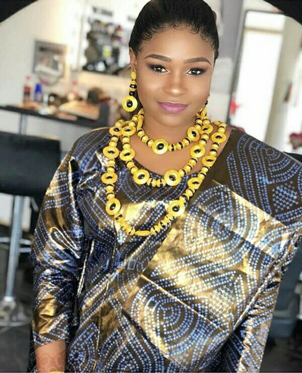Clipkulture | Beautiful Bazin Riche Traditional Attire and Gold Jewelry