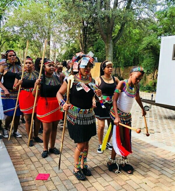 Clipkulture | Zulu Girl With Maidens Dressed In Umemulo Traditional Attire