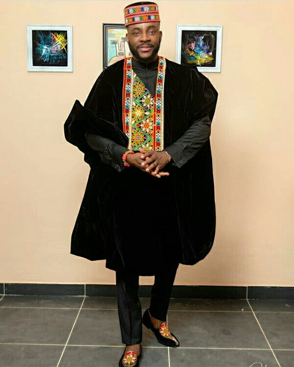 Clipkulture | Ebuka Uchendu In Black Luxury Velvet Agbada With ...