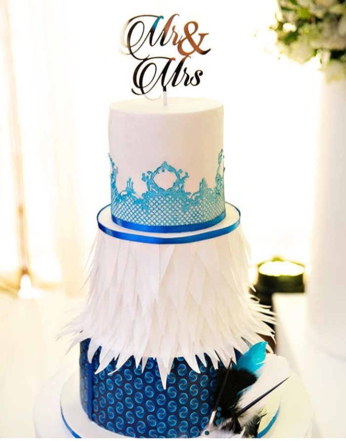 3-tier Blue and White Shweshwe Traditional Wedding Cake – Clipkulture