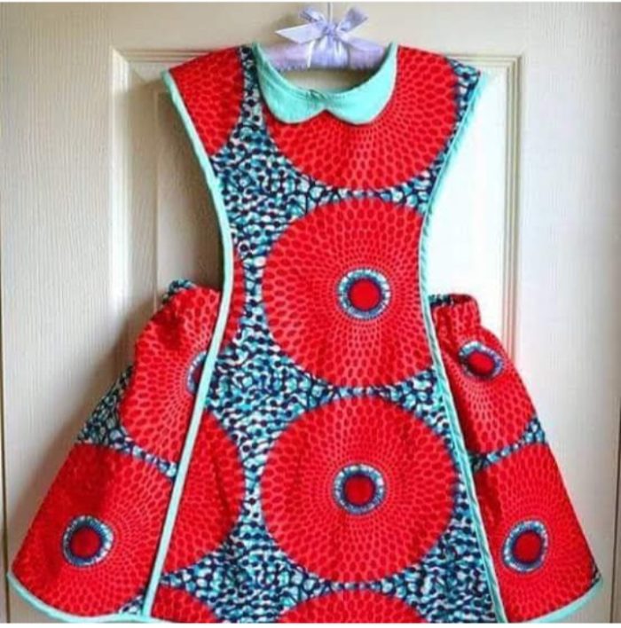 Clipkulture | Cute Red African Print Pinafore Dress for little Girls