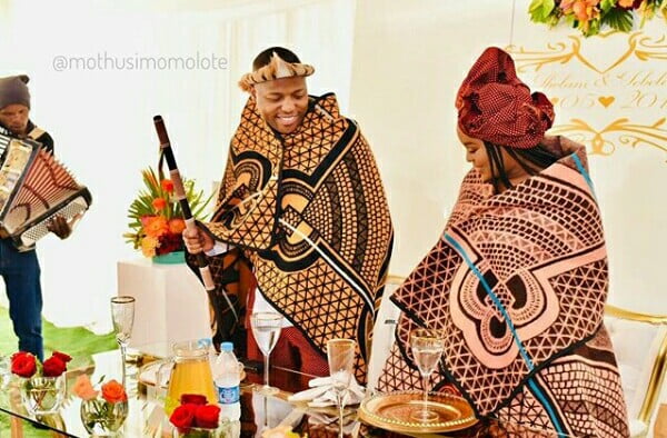 Clipkulture | Couple In Beautiful Basotho Seana Marena Traditional Blanket For Wedding