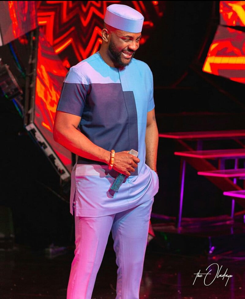 Clipkulture | Ebuka Obi Uchendu in Light Blue and Ash Short Sleeve ...