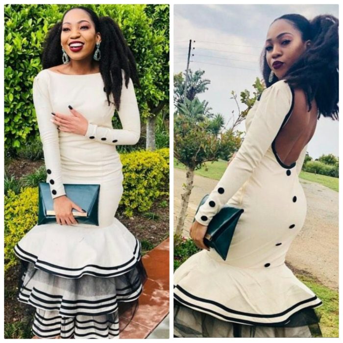 Clipkulture | Beautiful Xhosa Umbhaco Open Back Layered Mermaid Dress ...