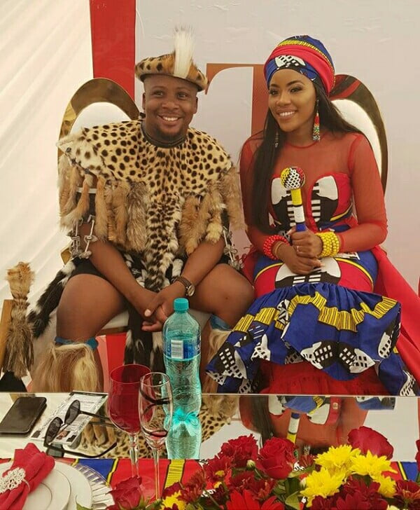 Clipkulture | Eswatini Couple In Emahiya Print and Ibheshu Traditional Attire