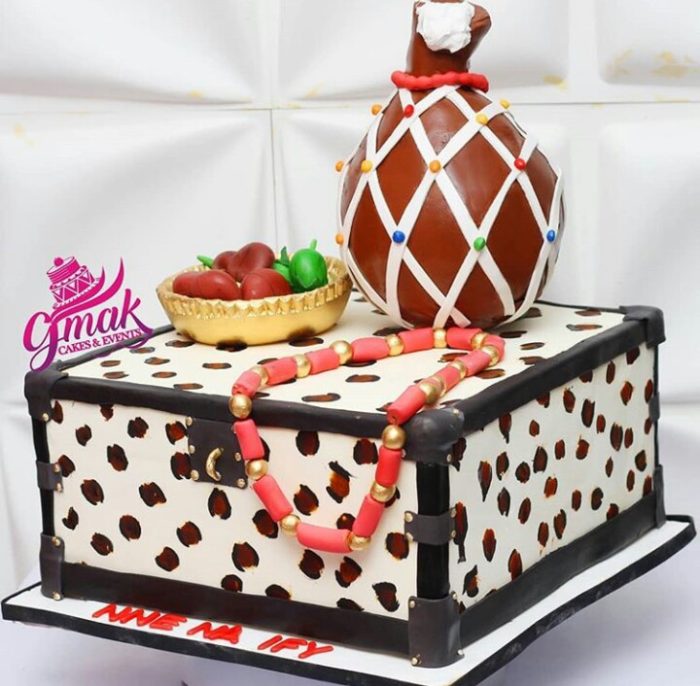 Clipkulture | White and Brown Calabash Traditional Wedding Cake with ...