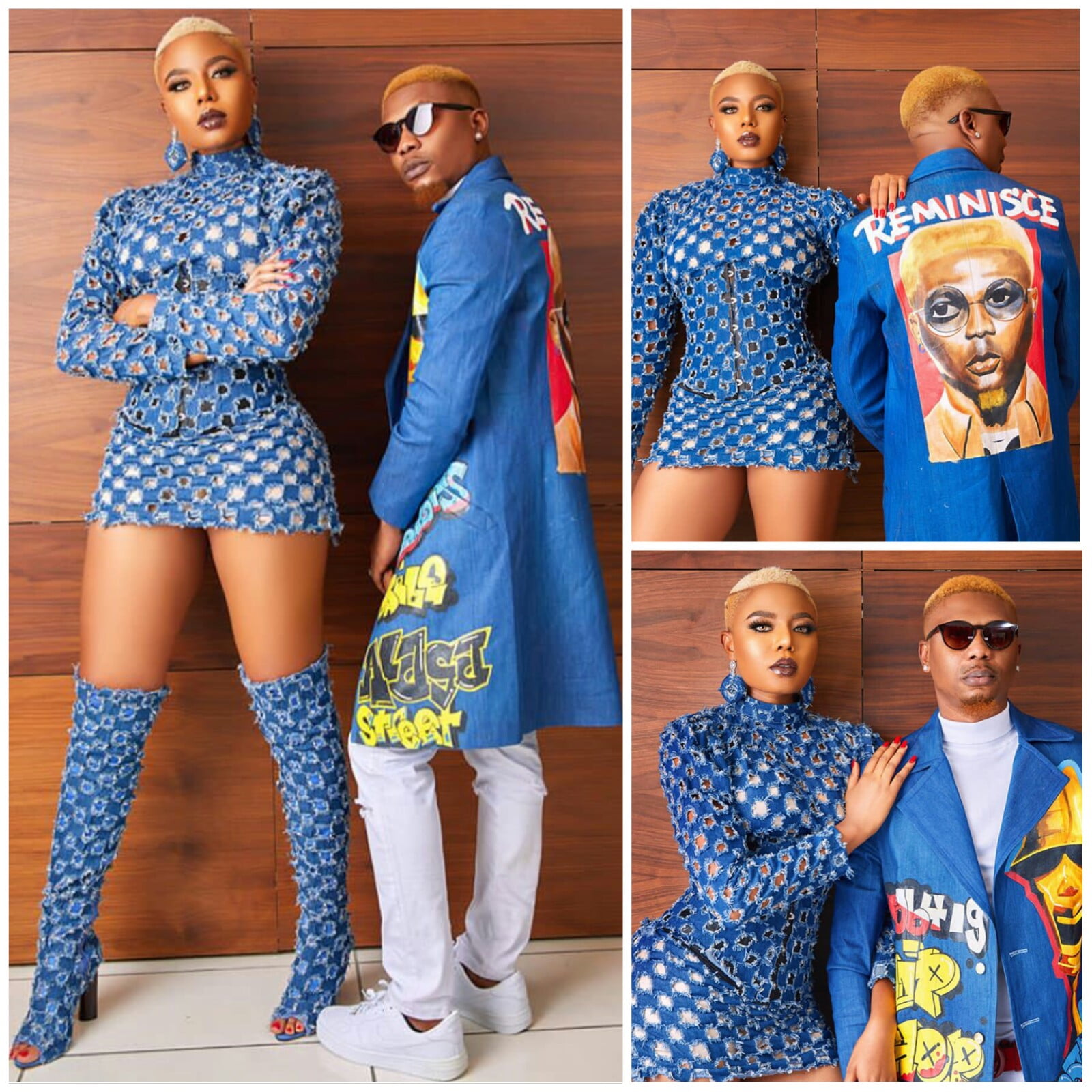 Clipkulture | Nancy Isime and Reminisce In Unique Denim Outfits For ...
