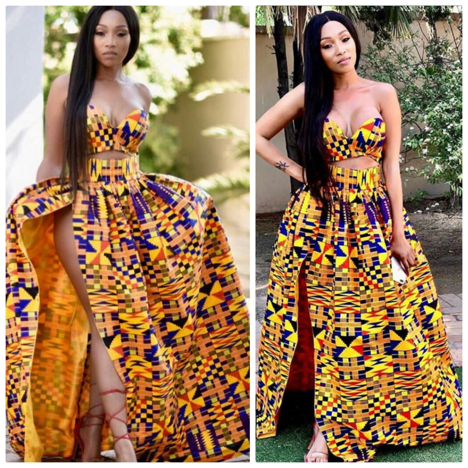Clipkulture | Lebohang Mabe In Beautiful African Print Top and High Slit Skirt
