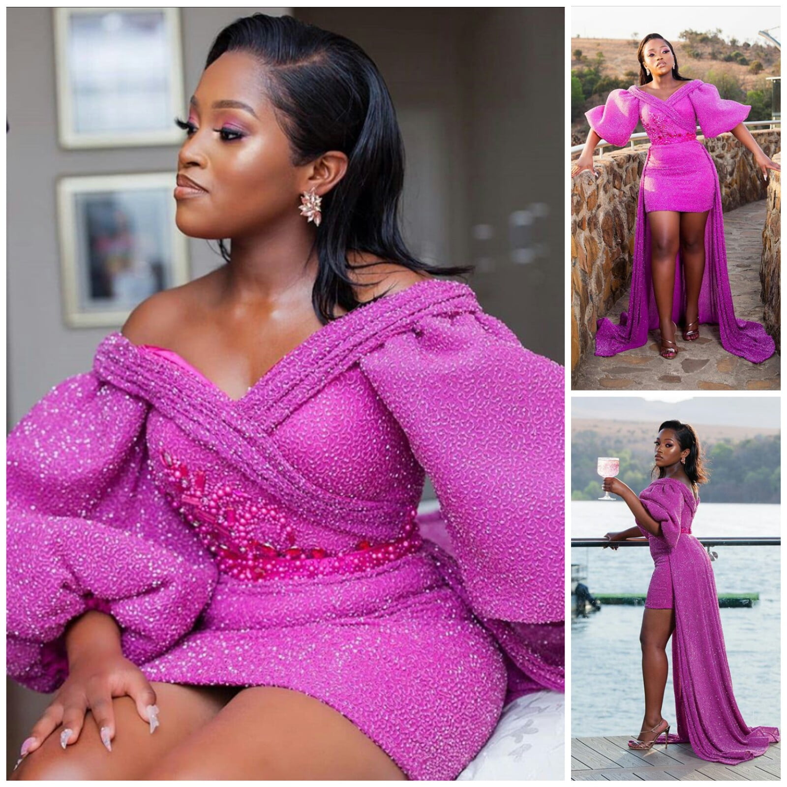Clipkulture | Orapeleng’s Beautiful Haute Pink Cocktail Gown With Train