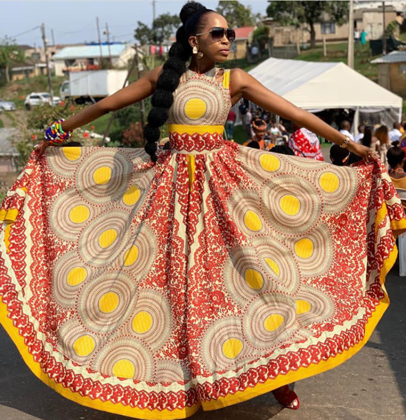 Clipkulture | Lady In Beautiful African Print Sleeveless Flared Dress