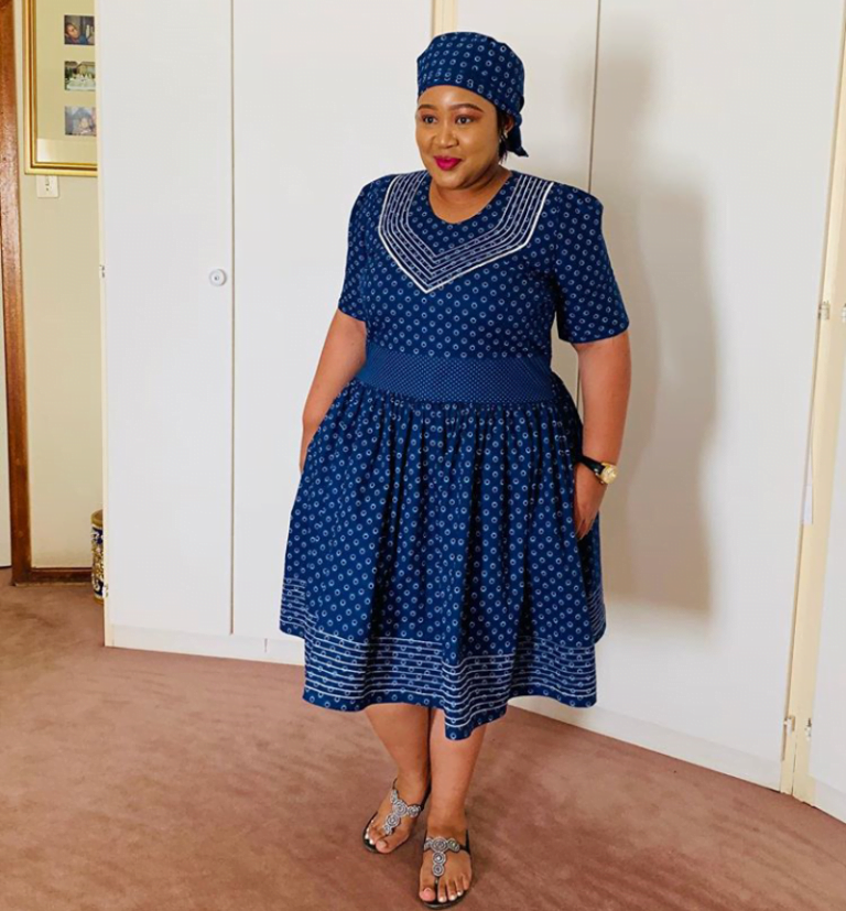 Princess Sekhothali Seeiso In Beautiful Seshoeshoe Dress With Embroidery and Headwrap – Clipkulture