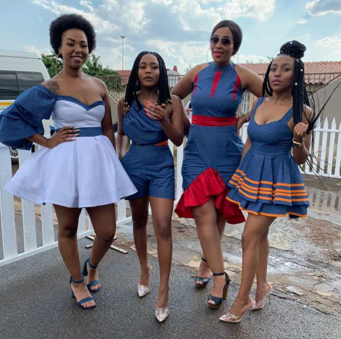 Clipkulture | Tswana Ladies In Stylish Shweshwe Inspired Dresses and ...