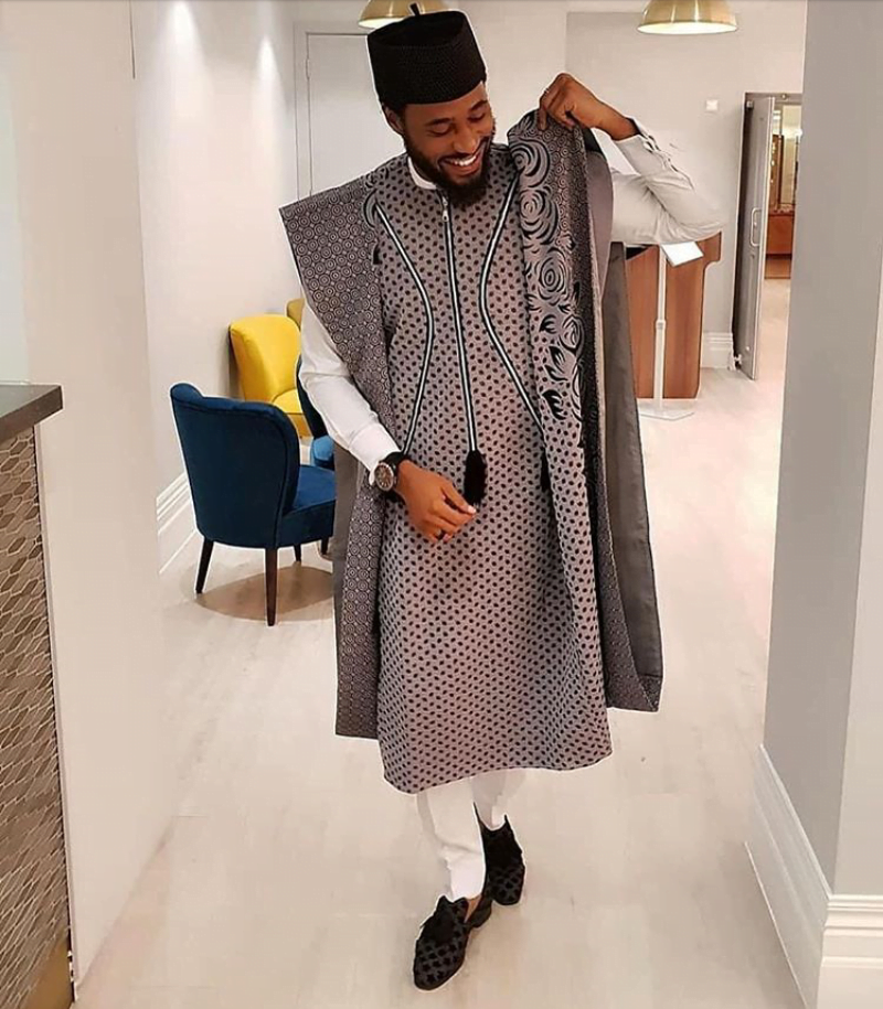 Clipkulture | Man In Brown Agbada With Embroidery and White Inner Kaftan