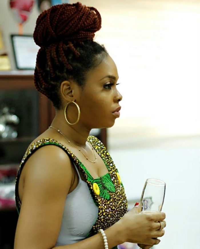 Clipkulture | Chidinma Ekile in Brown Braids Updo Hairstyle