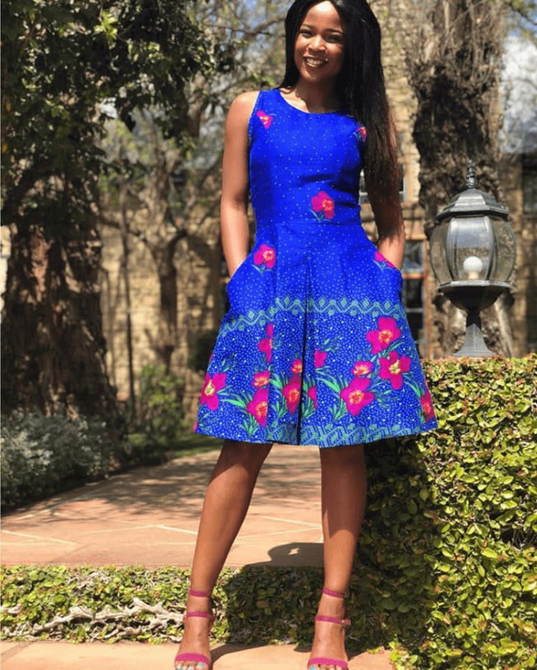 Beautiful Blue Sleeveless Tsonga Dress With Pleats – Clipkulture