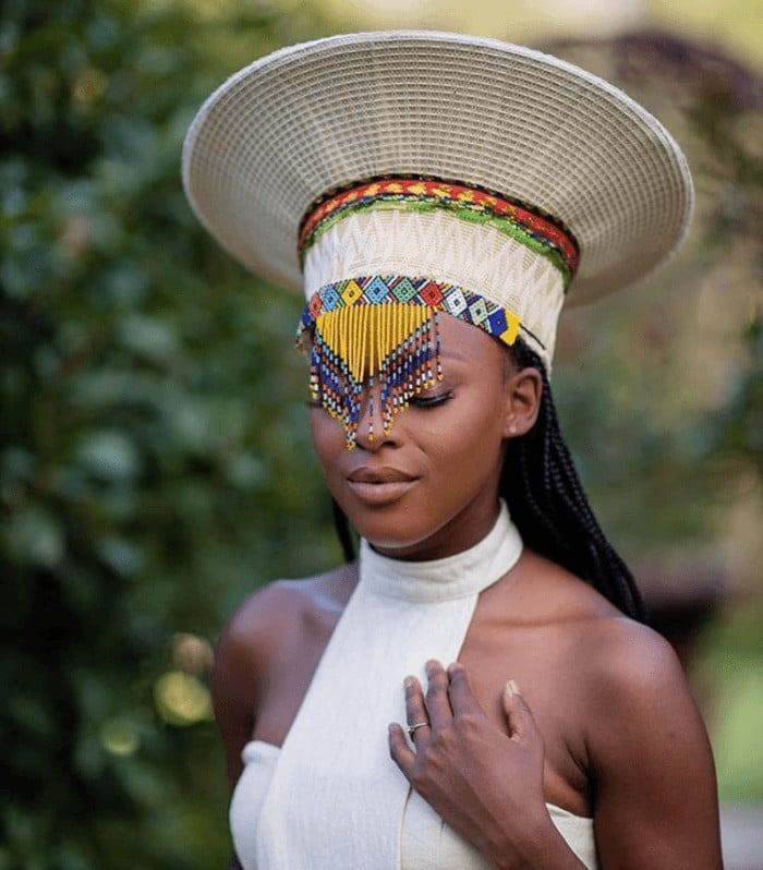 Clipkulture | Gorgeous Bride In Zulu Isicholo Hat With Beaded Veil
