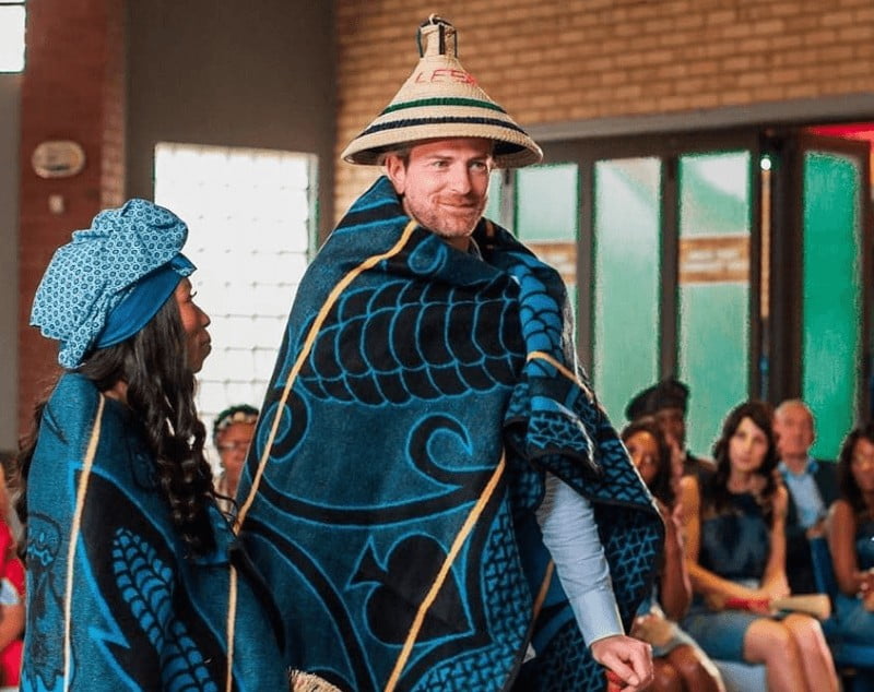 Clipkulture | Interracial Marriage- Groom In Sotho Traditional Blanket ...