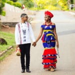 Makoti In Beautiful Blue Sweetheart Seshoeshoe Flared Dress and Doek – Clipkulture