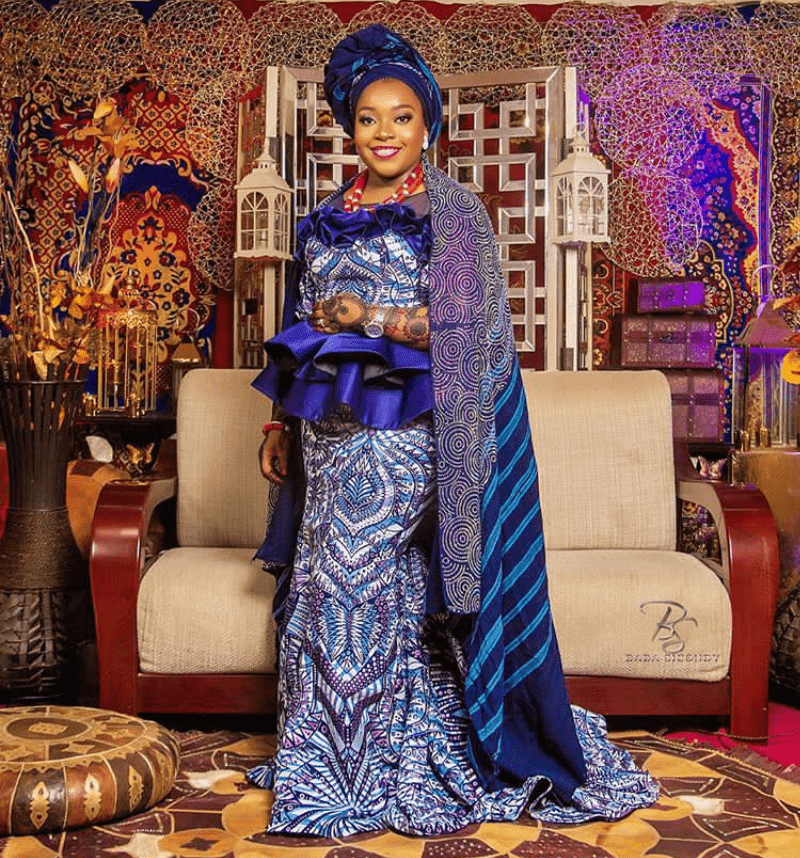 Clipkulture | Bride In African Print Peplum Dress With Fulani Saki Cape ...