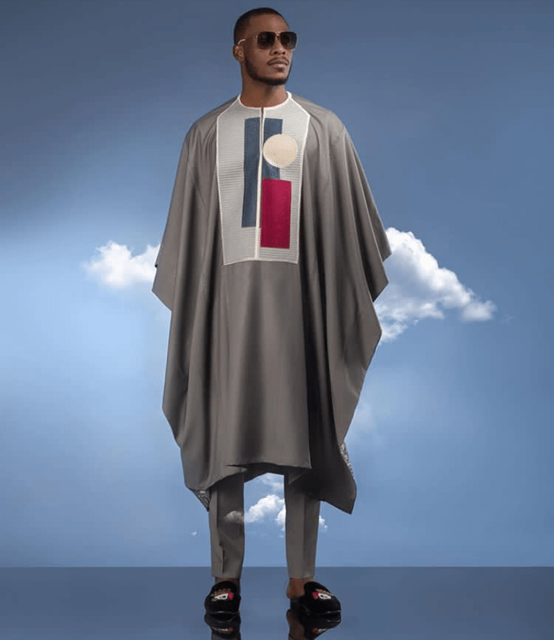 Clipkulture | Grey Agbada For Men With Neat Embroidery