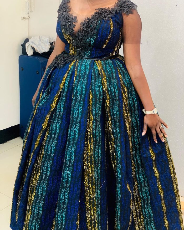 Clipkulture | Chitenge with Lace ball Gown for Bridal Shower